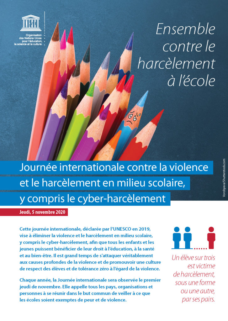 Ce 5 novembre 2020, c'est la Journée internationale contre la violence et le harcèlement en ...